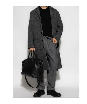 SAMSOE SAMSOE Checked Wool Coat - Black