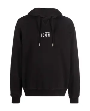 Dsquared2 Logo Printed Drawstring Hoodie - Black