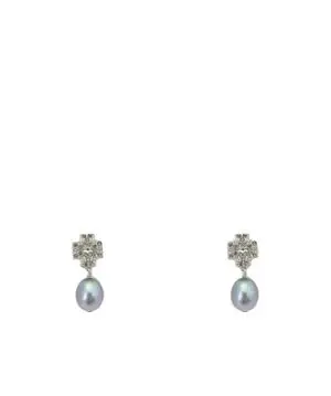 Tory Burch Kira Pearl Drop Earrings - Gray
