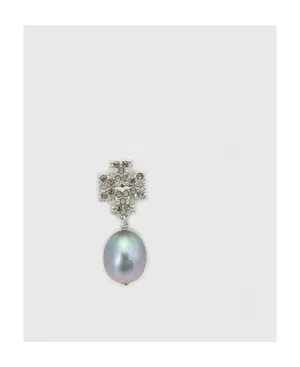 Tory Burch Kira Pearl Drop Earrings - Gray