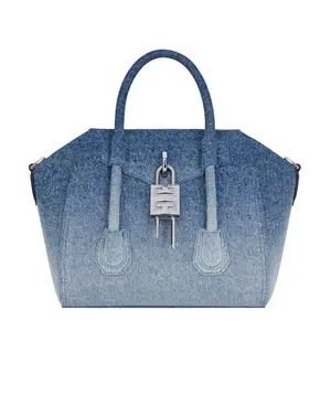 Givenchy Mini Antigona Lock Denim Tote Bag