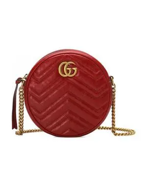 Gucci Gg Marmont Mini Leather Round Shoulder Bag