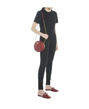 Gucci Gg Marmont Mini Leather Round Shoulder Bag