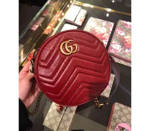 Gucci Gg Marmont Mini Leather Round Shoulder Bag