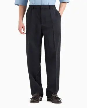 Emporio Armani Seersucker Cotton Blend Trousers