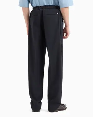 Emporio Armani Seersucker Cotton Blend Trousers