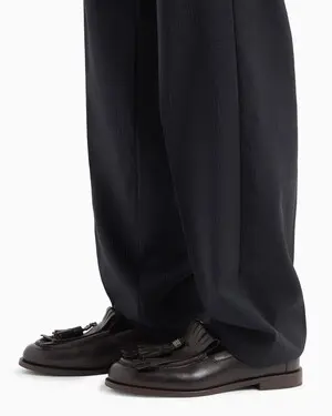 Emporio Armani Seersucker Cotton Blend Trousers