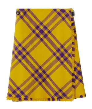 Burberry Burberry Checkered Fringed Edge Skirt Pear
