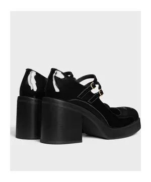 Celine Patent Calfskin Mary Janes With Arc De Triomphe Detailing