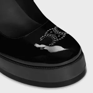 Celine Patent Calfskin Mary Janes With Arc De Triomphe Detailing
