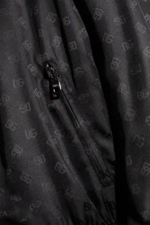 Dolce & Gabbana Logo Jacquard Zipped Bomber Jacket - Black