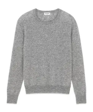 Saint Laurent Saint Laurent Ribbed Crew Neck Sweater Gray