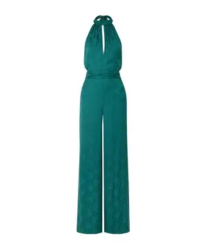 Rixo Halterneck Wide-leg Jumpsuit - Green