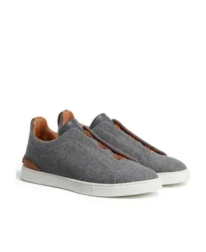Zegna Triple Stitch Wool Sneakers - Gray