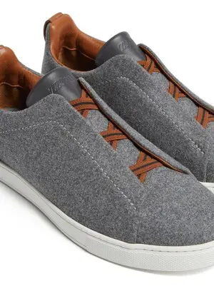 Zegna Triple Stitch Wool Sneakers - Gray