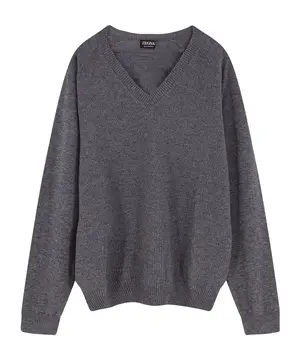 Zegna Long-sleeved V-neck Jumper - Black