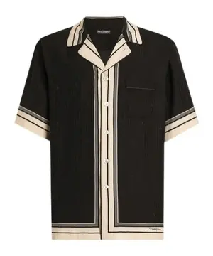 Dolce & Gabbana Dolce Gabbana Stripe Printed Hawaii Shirt - Black
