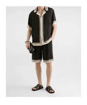 Dolce & Gabbana Dolce Gabbana Stripe Printed Hawaii Shirt - Black