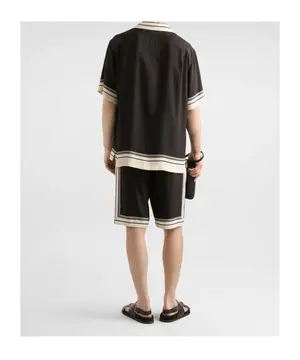Dolce & Gabbana Dolce Gabbana Stripe Printed Hawaii Shirt - Black