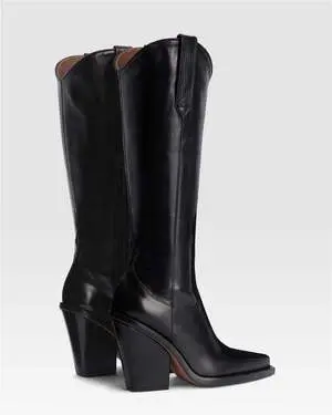 Paris Texas Pointed Toe Zip Up Chunky Heel Boots