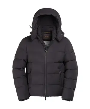 MOORER Quilted Down Jacket With Removable Hood - Black