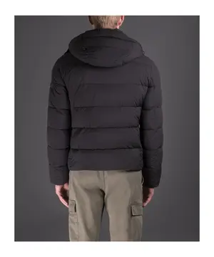 MOORER Quilted Down Jacket With Removable Hood - Black
