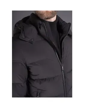 MOORER Quilted Down Jacket With Removable Hood - Black