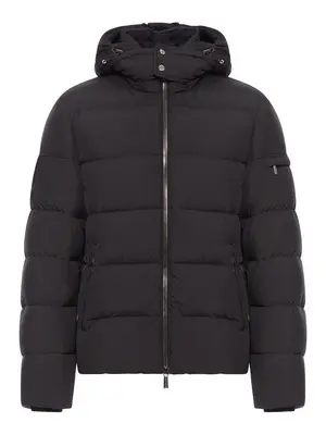 MOORER Quilted Down Jacket With Removable Hood - Black
