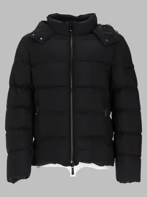 MOORER Quilted Down Jacket With Removable Hood - Black