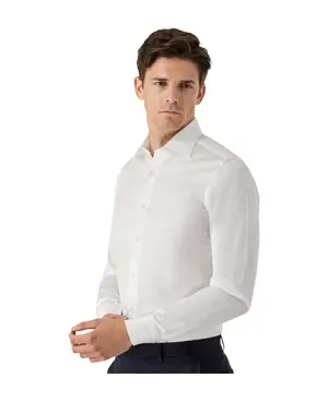 Canali Plain Long Sleeve Shirt - White