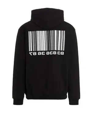 VTMNTS Barcode Printed Drawstring Hoodie - Black