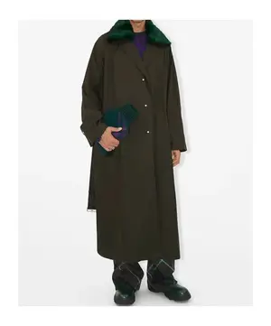 Burberry Shearling Belted Long-sleeved Trench Coat