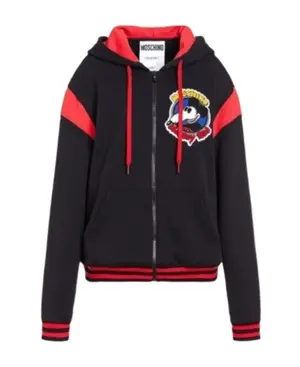 Moschino Long-sleeve Zip-up Hoodie With Drawstring Hood
