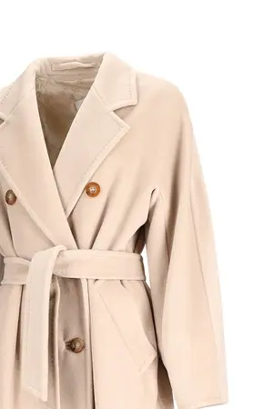 Max Mara Madame Belted Double-breasted Coat - Sand-colored