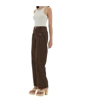 Baum Und Pferdgarten Pinstriped Wide Leg Jeans - Black