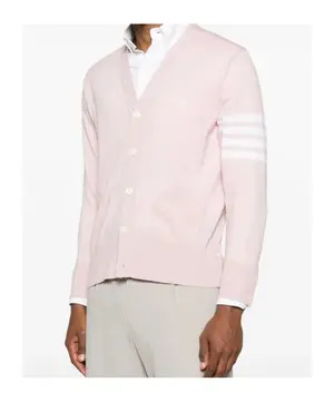 Thom Browne 4-bar V-neck Knitted Cardigan