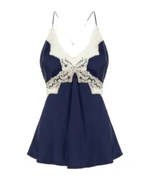 Alberta Ferretti Spaghetti Strap Lace Camisole - Blue
