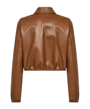 Gucci Collared Zip-up Leather Bomber Jacket