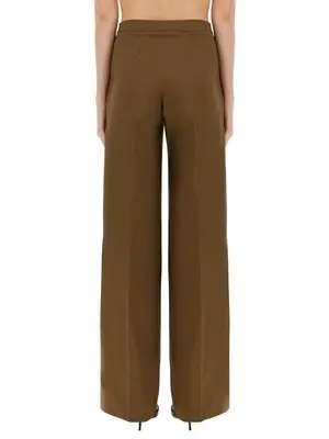 PT TORINO Wide Leg Pleated Trousers - Brown