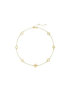 Tory Burch Kira Clover 18kt Gold-plated Necklace - Yellow
