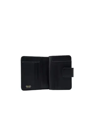 Prada Logo Plaque Small Wallet - Black