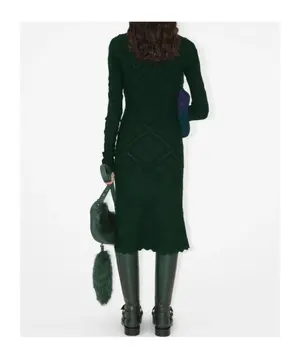 Burberry Long Sleeve Diamond Knit Dress
