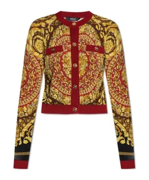 Versace Crewneck Button-up Cardigan - Brown