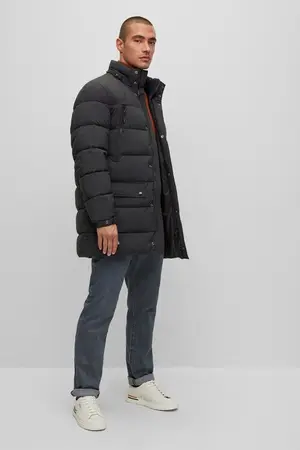 Hugo Boss Padded Longline Jacket With Removable Hood