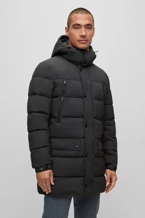 Hugo Boss Padded Longline Jacket With Removable Hood