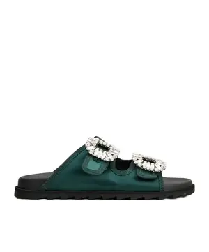 ROGER VIVIER Slidy Viv Mules With Crystal Buckles - Black