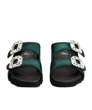 ROGER VIVIER Slidy Viv Mules With Crystal Buckles - Black