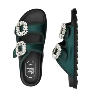 ROGER VIVIER Slidy Viv Mules With Crystal Buckles - Black