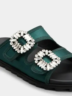ROGER VIVIER Slidy Viv Mules With Crystal Buckles - Black