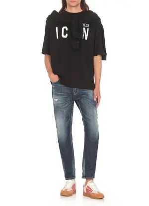 Dsquared2 Icon Logo Printed Crewneck T-shirt - Black